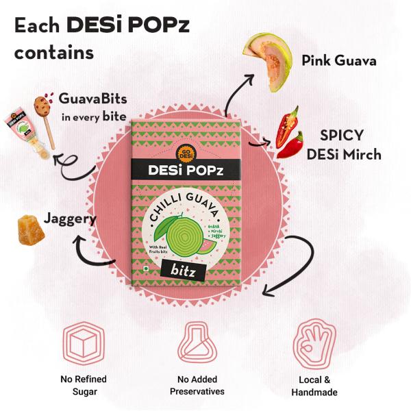 Go Desi Chilli Guava Pop with fruit bits, Candy, Lollipop, Fruit Snacks ...
