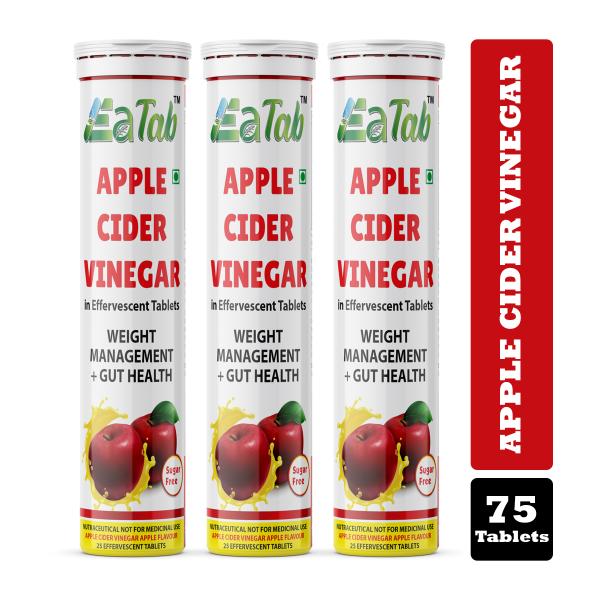 EATAB Apple Cider Vinegar In 75 Effervescent Tablets With Vitamin B12 ...