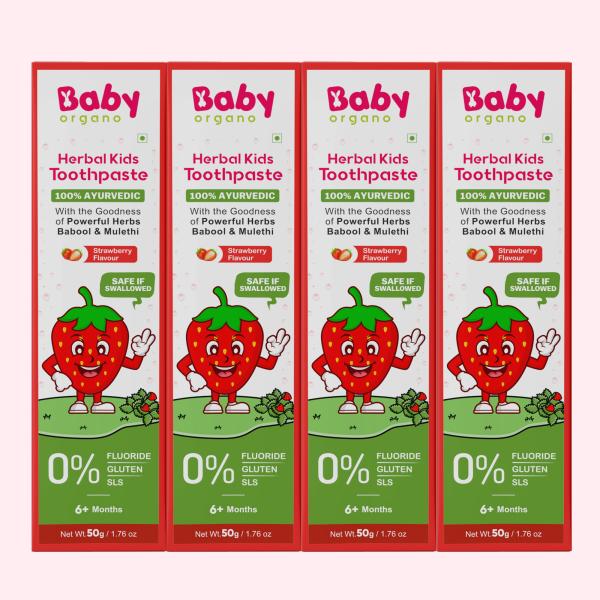 Baby Organo Herbal Baby Strawberry Flavor Toothpaste - Fluoride Free ...