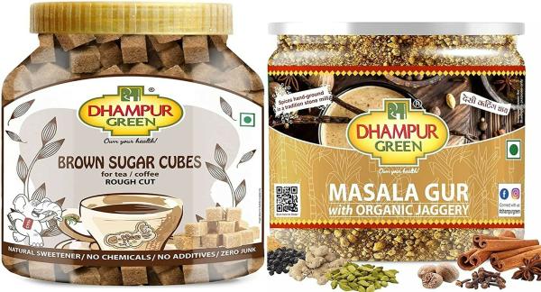Dhampur Green Gur Masala Chai with Organic Jaggery & Brown Sugar Cubes ...