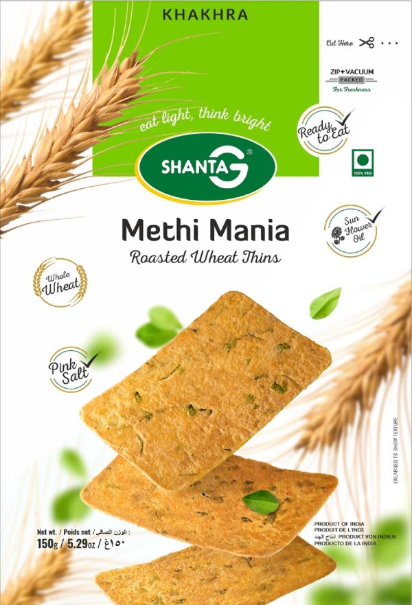 Shanta-G Methi Mania Khakhra | Indian Snacks | Ready to eat snacks | 150 Gms | Pack Of 11 - JioMart