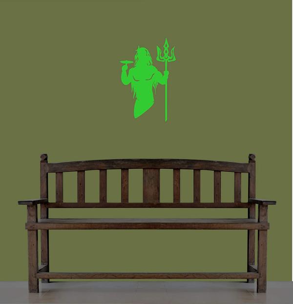 DreamKraft Green Vinyl Glow In The Dark Lord Shiva Radium Wall Stickers ...