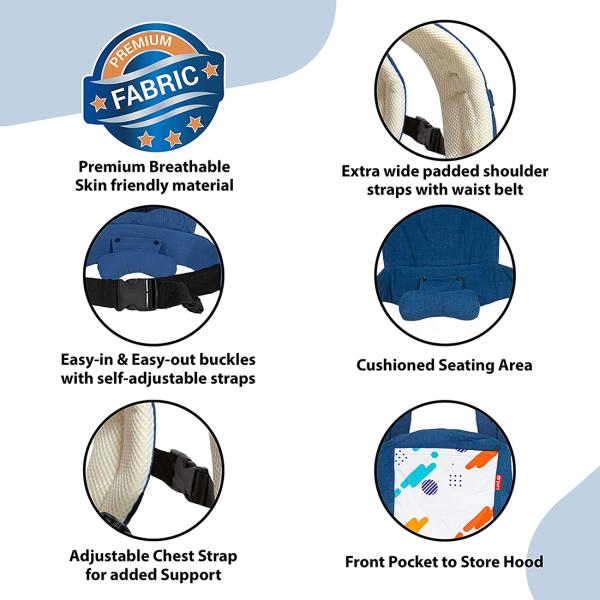 Luvlap Blue Adore Baby Carrier With 3 Carry Positions (6-24 M) - JioMart