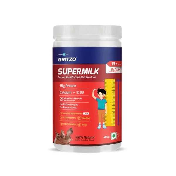 Gritzo SuperMilk Height+ for 13+ Yr Boys,High Protein (15 g)100% ...