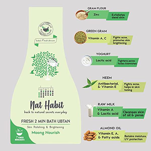Nat Habit Fresh Moong Nourish Body Ubtan, 2 Minute Bath Scrub | For ...