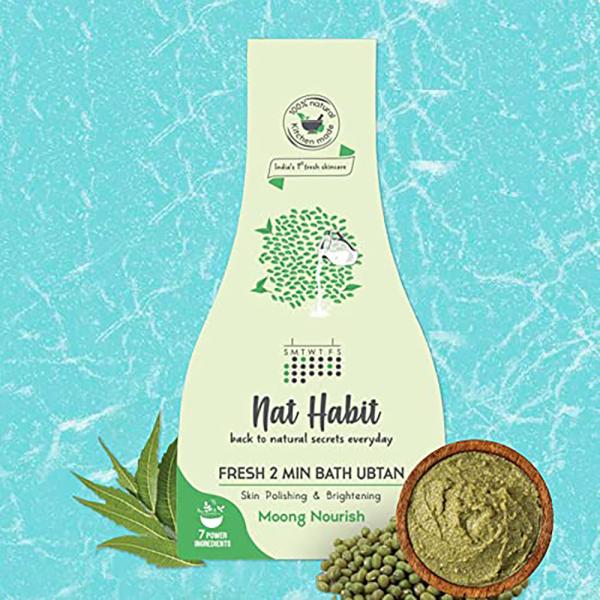 Nat Habit Fresh Moong Nourish Body Ubtan, 2 Minute Bath Scrub | For ...
