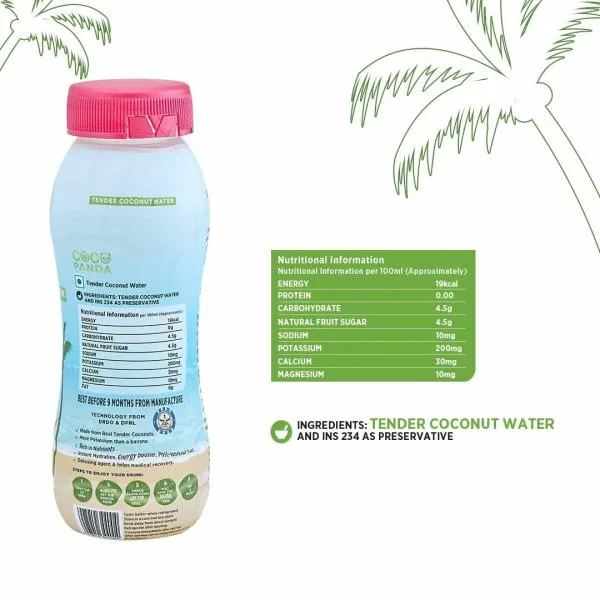 Coco Panda Tender Coconut Water | 200 ml Each (Pack of 12) | No Added ...