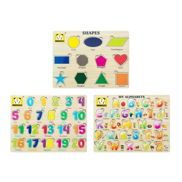 MINDMAKER Wood Educational Puzzle Brain Teasers Toy - 3 Year and Up ...