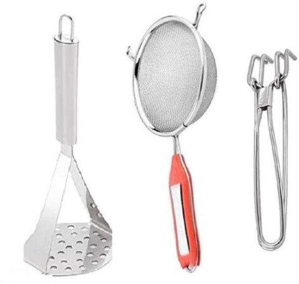 Urban Buy Steel Potato Vegetable Pav Bhaji Masher, Soup Strainer And ...