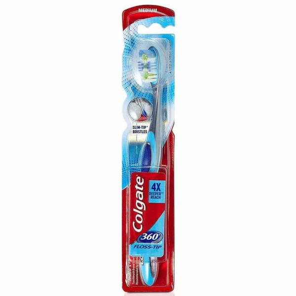 Colgate 360 Floss-tip Medium Bristle Toothbrush +Colgate Total Advanced ...