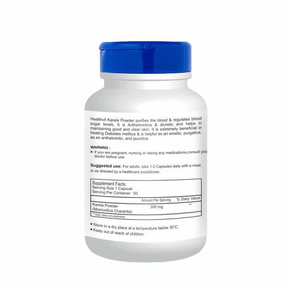 Healthvit Karel Karela Powder 300 mg Supplement 60 Capsules - JioMart