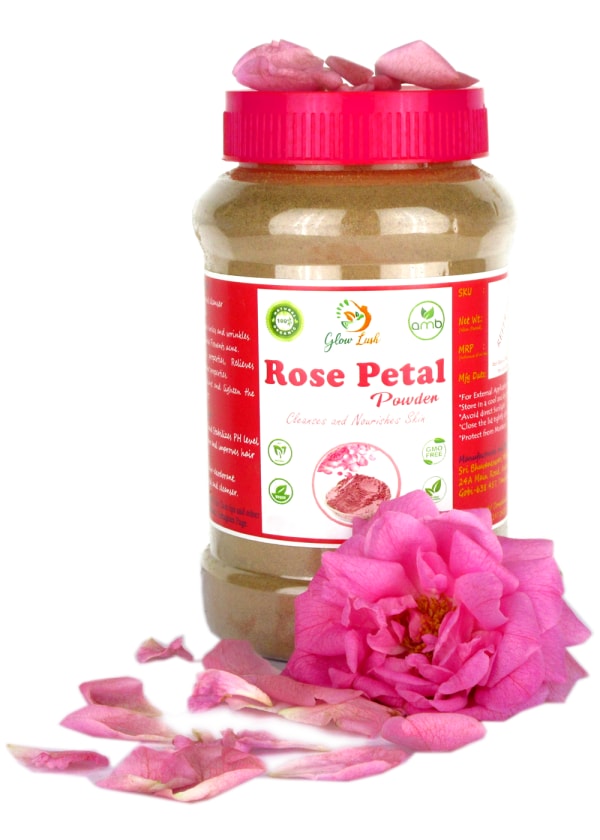 Glow Lush Pure & Natural Rose Petal Powder For Skin Whitening, Face ...