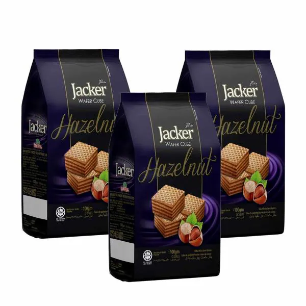 Jacker Hazelnut Wafer Cube 100g, Smooth & Hazelnut Crunchy Layered ...