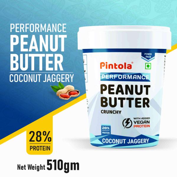 Pintola Coconut Jaggery Performance Series Peanut Butter (Crunchy ...