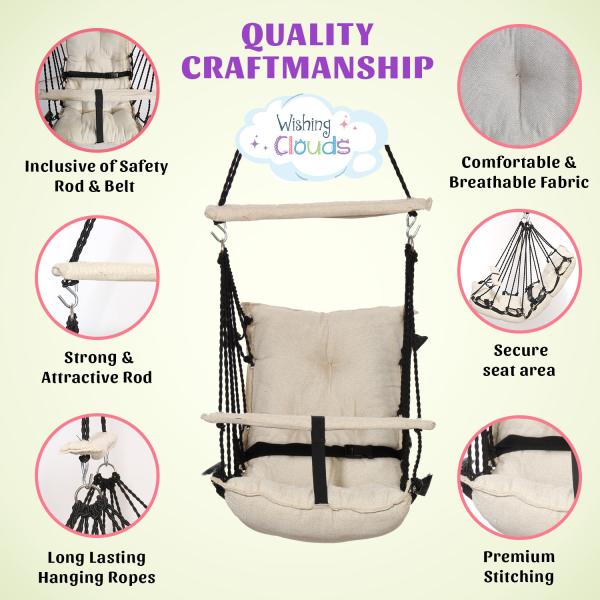 Wishing Clouds Swing for Baby, Uyyala for Kids 1-5 Years (Piccolo Jute ...