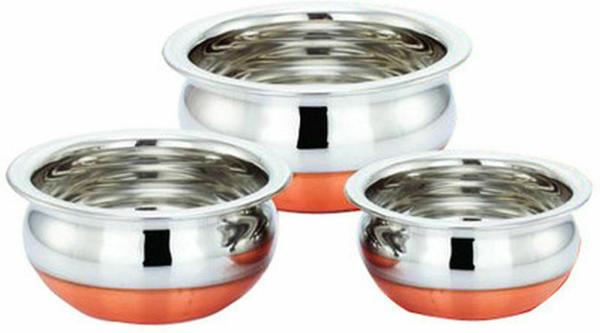 Girivar Stainless Steel Copper Bottom handi Set of 3 Pcs - JioMart