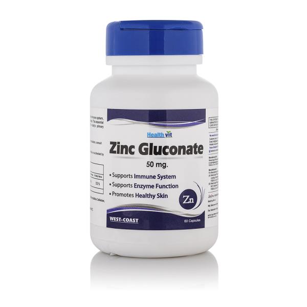 Healthvit Zinc Gluconate 50mg - 60 Capsules - JioMart