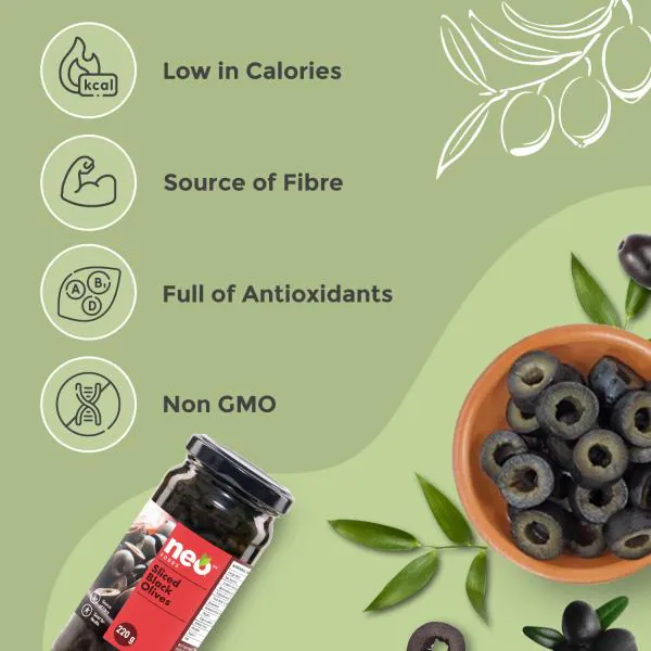 Neo Pitted Black Olives 430g & Sliced Black Olives 430g - Combo Pack (430g x 2 Units) - JioMart