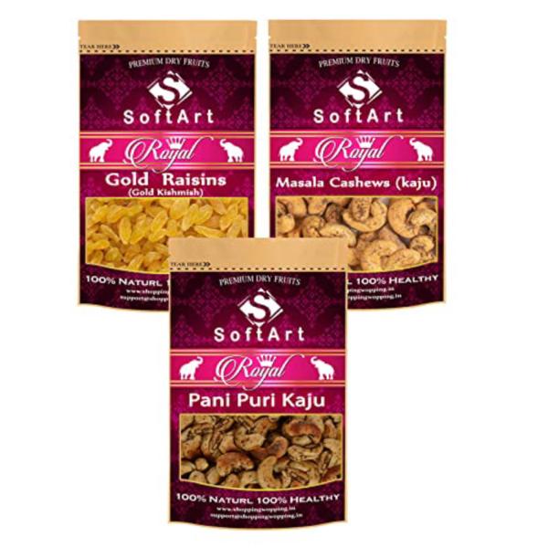 SoftArt Dry Fruits Combo Of Royal Gold Kishmish,Masala Kaju,Pani Puri ...