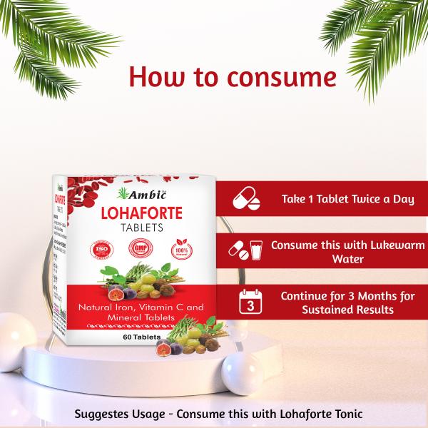 AMBIC Lohaforte Iron Tablets I Ayurvedic Hemoglobin Booster for Anemia ...