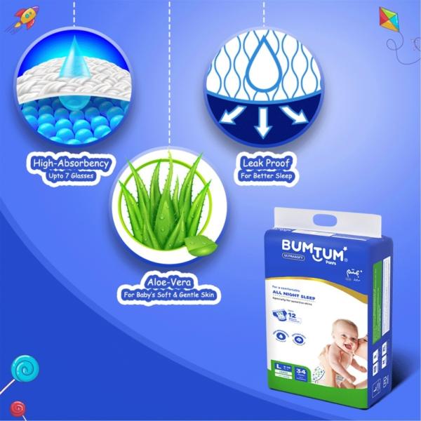 Bumtum Baby Diaper-Large (62 pcs) - JioMart