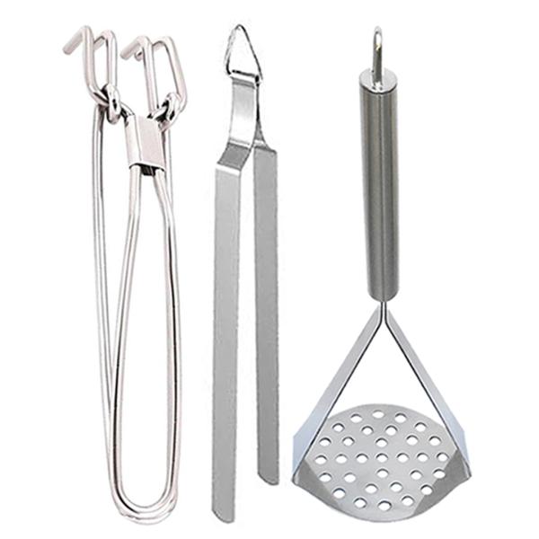 DreamBasket Stainless Steel Pakkad & Roti Chimta & Potato Masher for ...