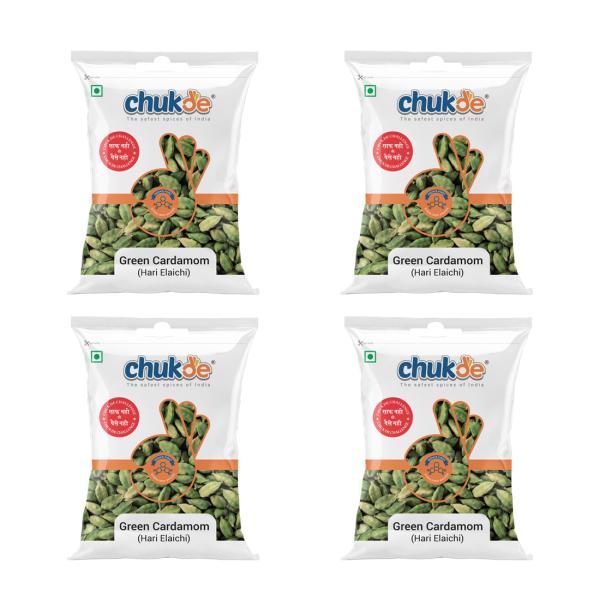 Chukde Spices Green Elaichi / Cardamom Pack of 4 (Each 25g) - JioMart