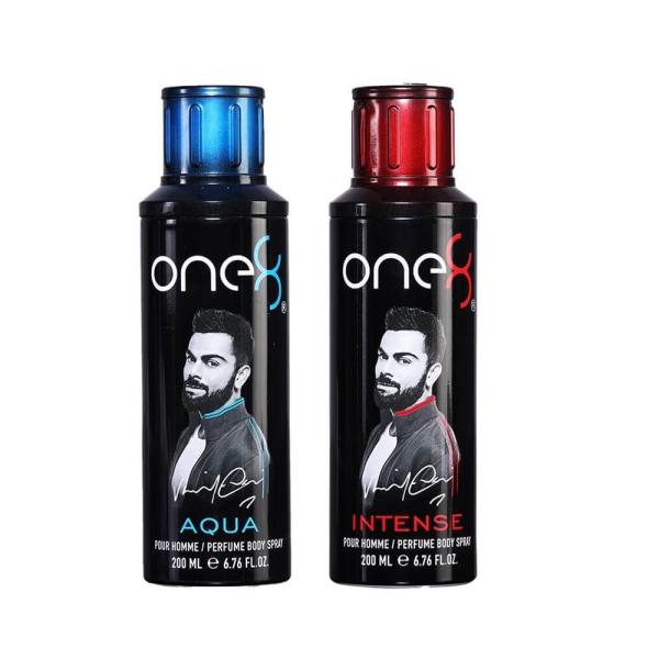 One8 by Virat Kohli Intense & Aqua Deo Pack of 2 ( 200ml X 2) Perfume ...