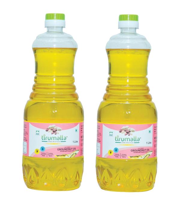 Tirumalla Filtered Groundnut Oil - 2 Liter, Combo Pack of 2 x 1 Liter Bottle - JioMart