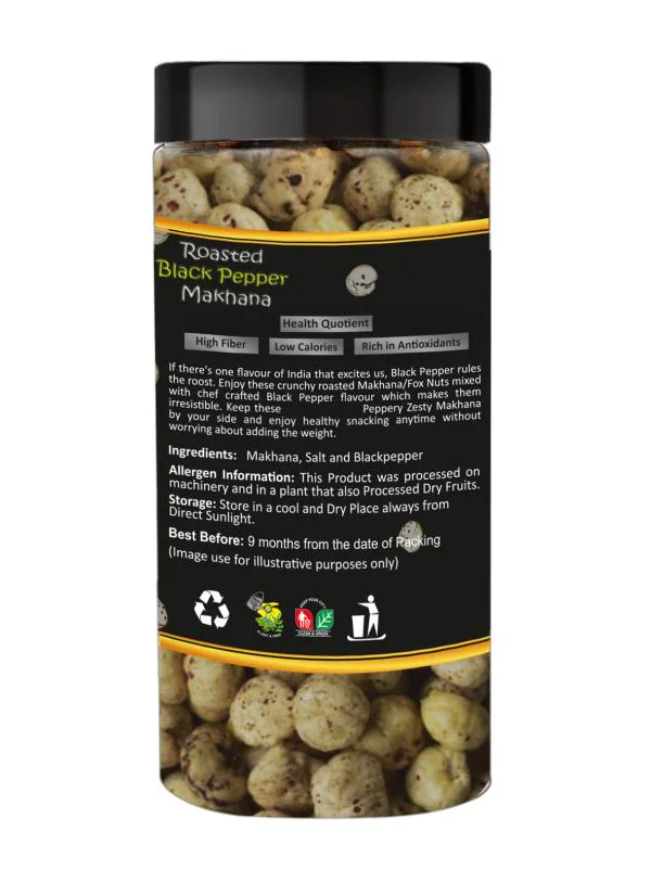 BA Dryfruits and Spices Roasted Black Pepper Makhana Foxnuts, 200 g ...
