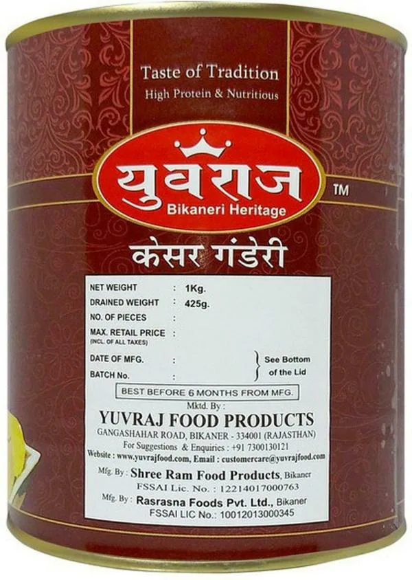 Yuvraj Angoori Petha Ash Gourd Indian Sweets Mithai Tin Pack 1 kg - JioMart