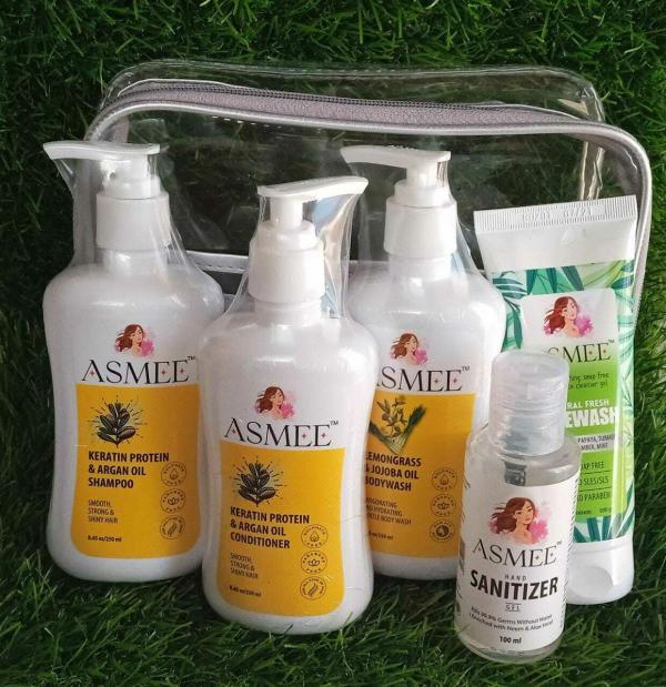 ASMEE Shampoo , Conditioner ,Bodywash ,Facewash ,Sanitizer pack of 5 - JioMart