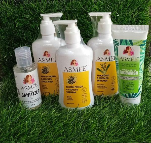ASMEE Shampoo , Conditioner ,Bodywash ,Facewash ,Sanitizer pack of 5 - JioMart