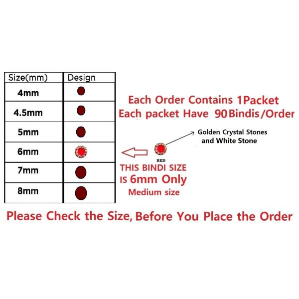 Vama Fashions Golden Crystal White Diamond Red Stone Bindi Sticker For ...