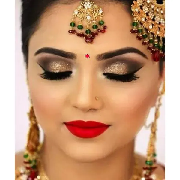 Vama Fashions Golden Crystal White Diamond Red Stone Bindi Sticker For ...