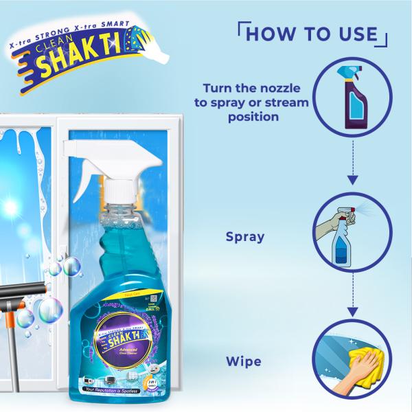 Clean SHAKTI - Glass Cleaner - 500ml (Spray) + 500mlx2 (Refill) - JioMart