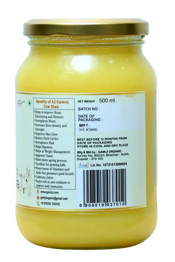 GAMIJI A2 Kankrej Cow Natural Cultured Desi Ghee 500 ml - JioMart