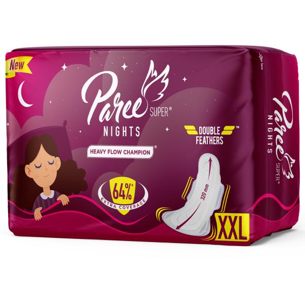 Paree Super Nights Sanitary Pads with Double Feather for Heavy Flow ...