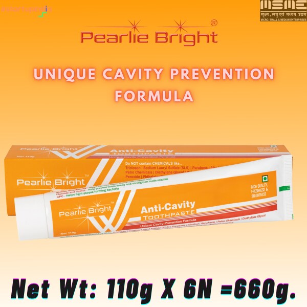 Pearlie Bright Anti cavity SUGAR Free Toothpaste-110g (Pack of 6) for ...