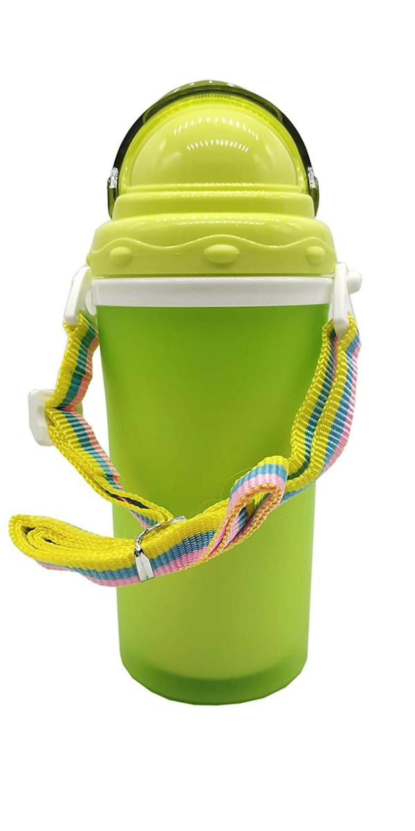 Te Quiti Green Plastic BPA Free Non-Toxic Cute Design Water Bottle With Sipper For Kids Girls ...