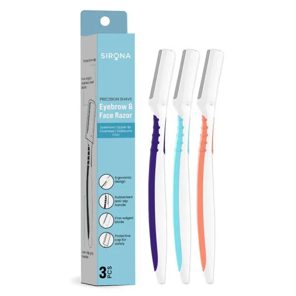 Sirona Reusable Eyebrow & Face Razor for Women - 3 Razors | Painless ...