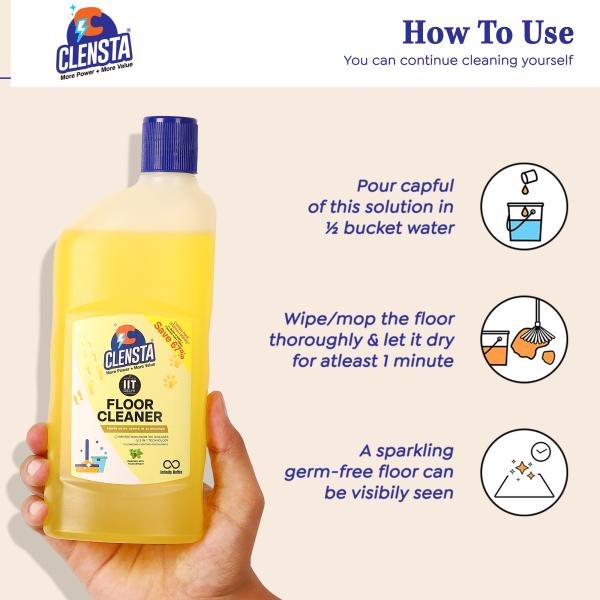 Clensta Bathroom Care Combo | Floor Cleaner (Total 1500ml) & Toilet ...