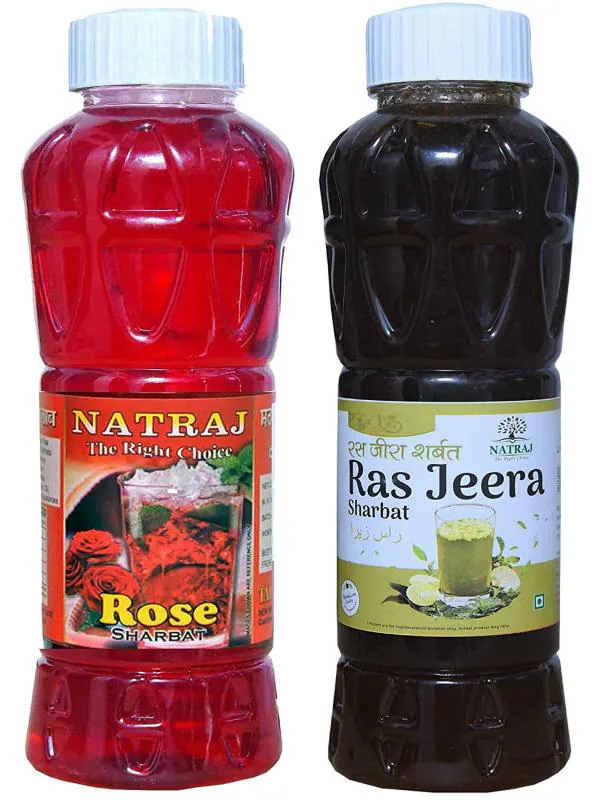Natraj The Right Choice Rose Sharbat and RasJeera Sharbat Syrup - (750 ...
