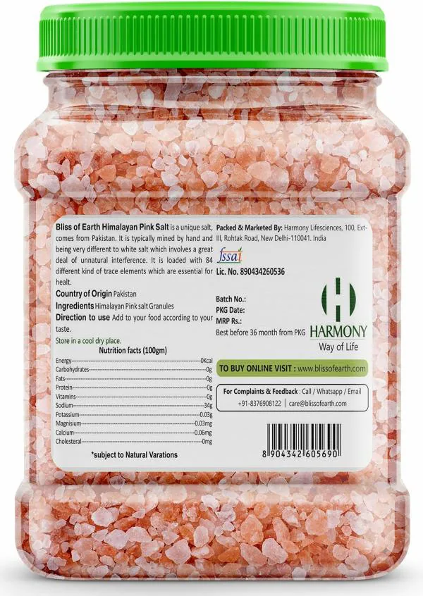 Bliss of Earth 1KG Granular Pakistani Himalayan Pink Salt Non Iodized ...