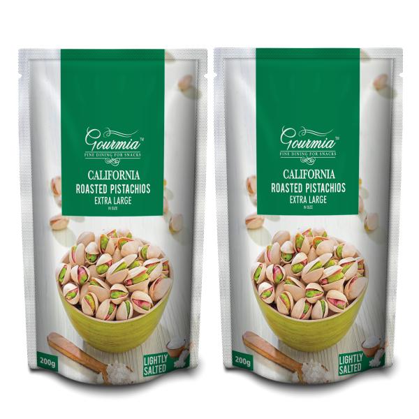 Gourmia Roasted & Lightly Salted Extra Large California Pistachios 400g (200g x 2) - JioMart