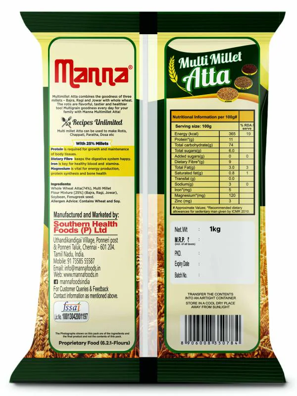 Manna Atta| Multigrain Atta| MultiMillet Atta| Chakki Atta| Wheat Flour ...