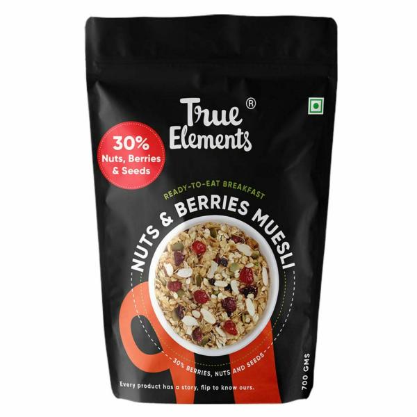 True Elements Crunchy Nuts & Berries Muesli, with Almonds and ...