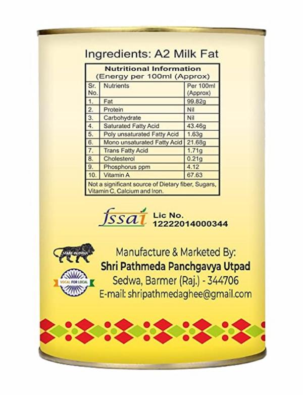 SHRI PATHMEDA 100% Natural Cow Ghee 1L (Pack of 1) - JioMart