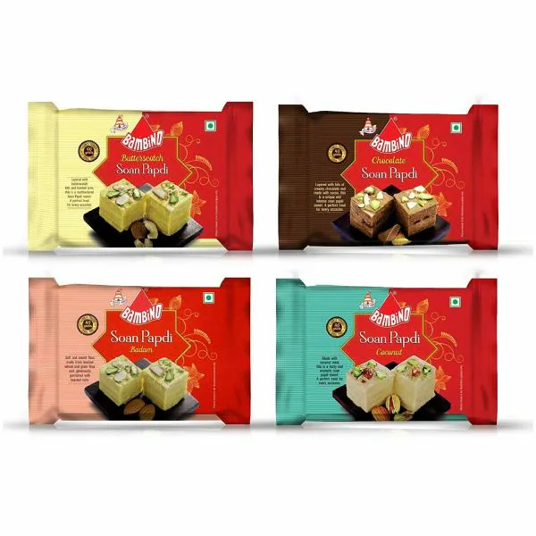 Bambino Soan Papdi Assorted Combo Pack of 200 Gm x 4 Badam ...