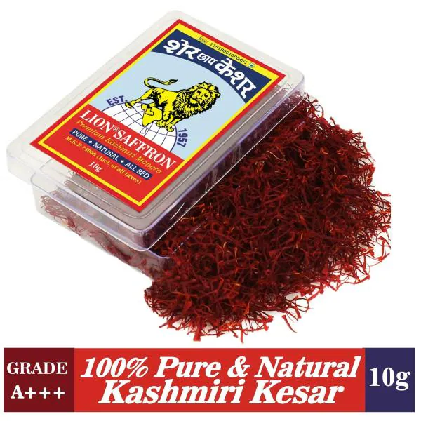 Lion Saffron,10g, Natural All Red High Quality Kashmiri Kesar For ...
